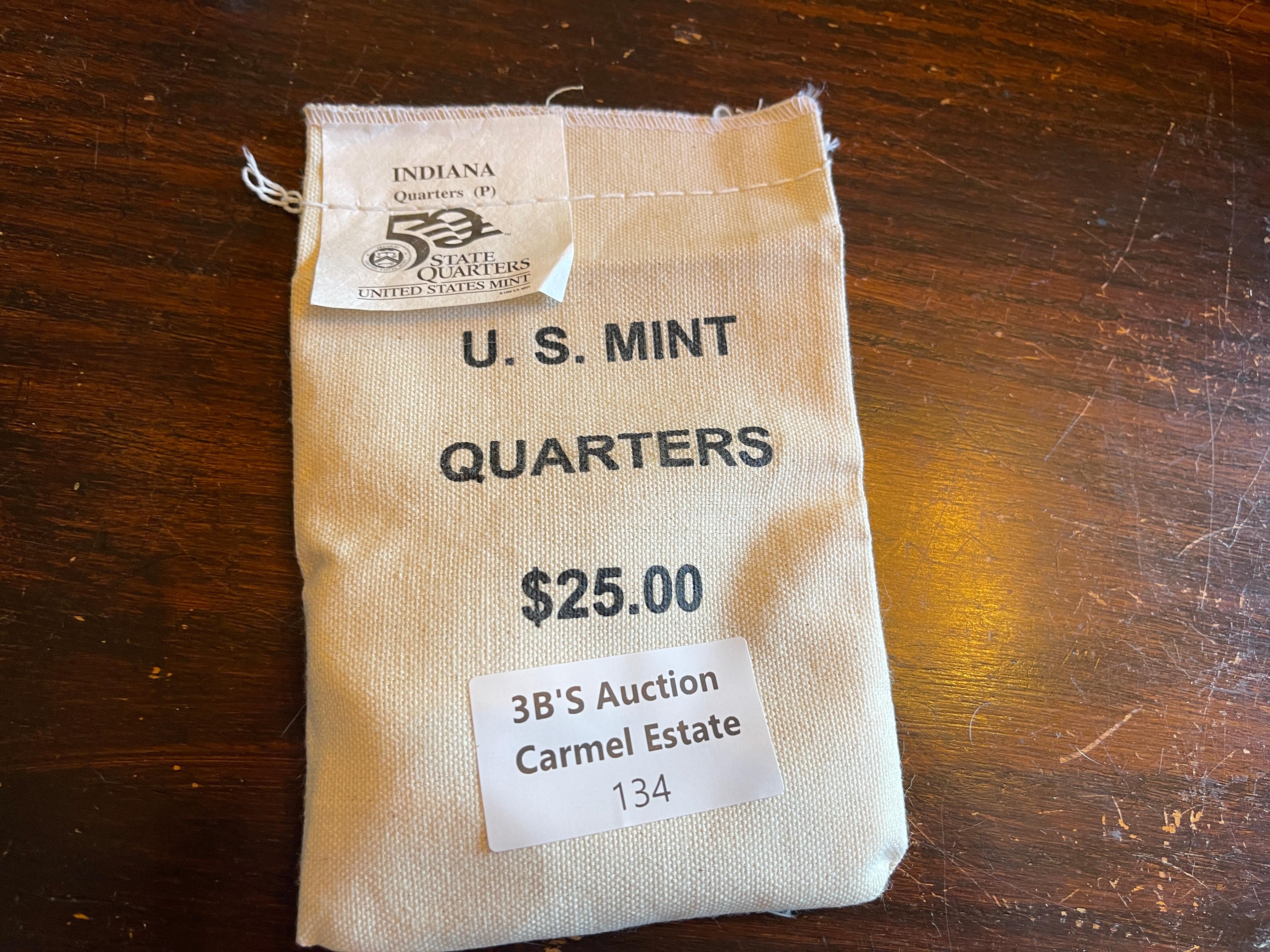 Lot - sealed US Mint 25$ of Indiana quarters