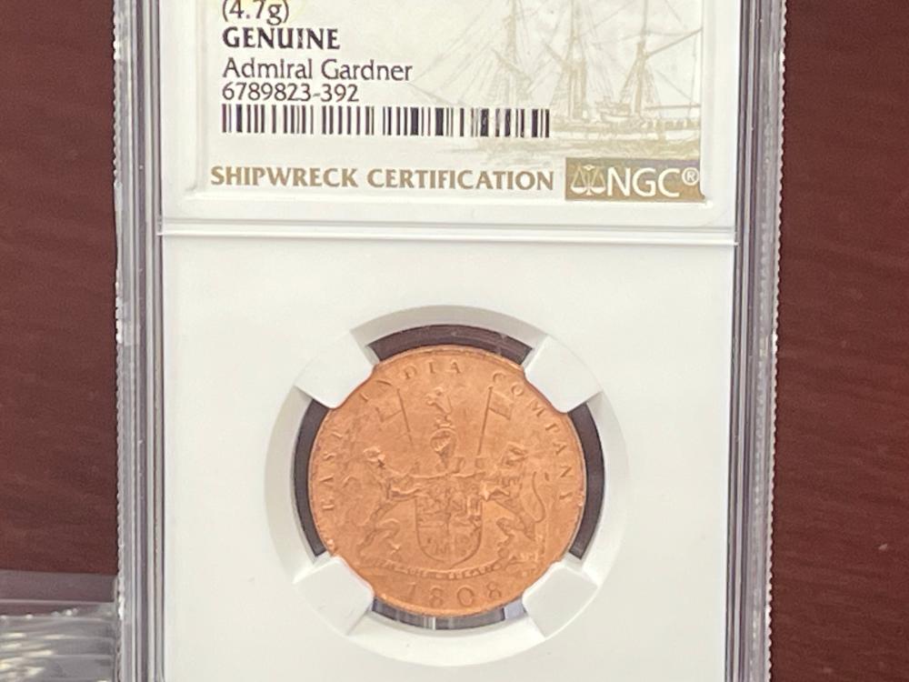 Lot - NGC GENUINE 1808 INDIA 10CASH FROM ADMIRAL GARDNER WRECK