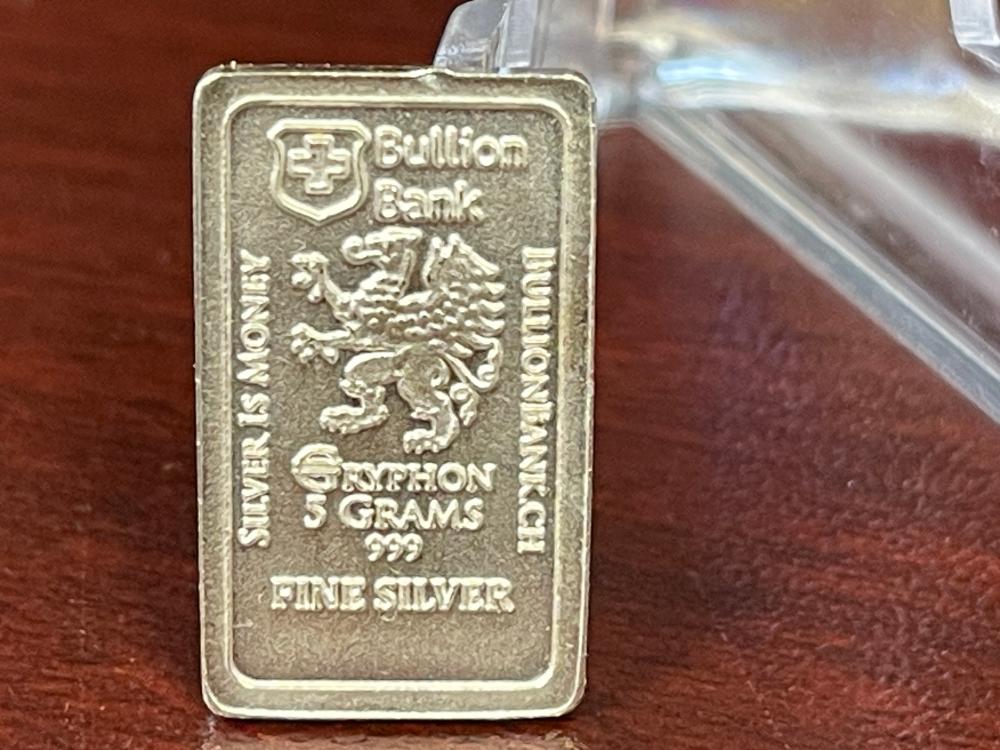 Lot - 5 GRAM .999 FINE SILVER GRYPHON BAR