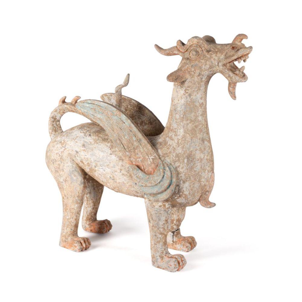 Sold at Auction: TANG DYNASTY CHINESE TERRACOTTA CHIMERA OR BIXIE