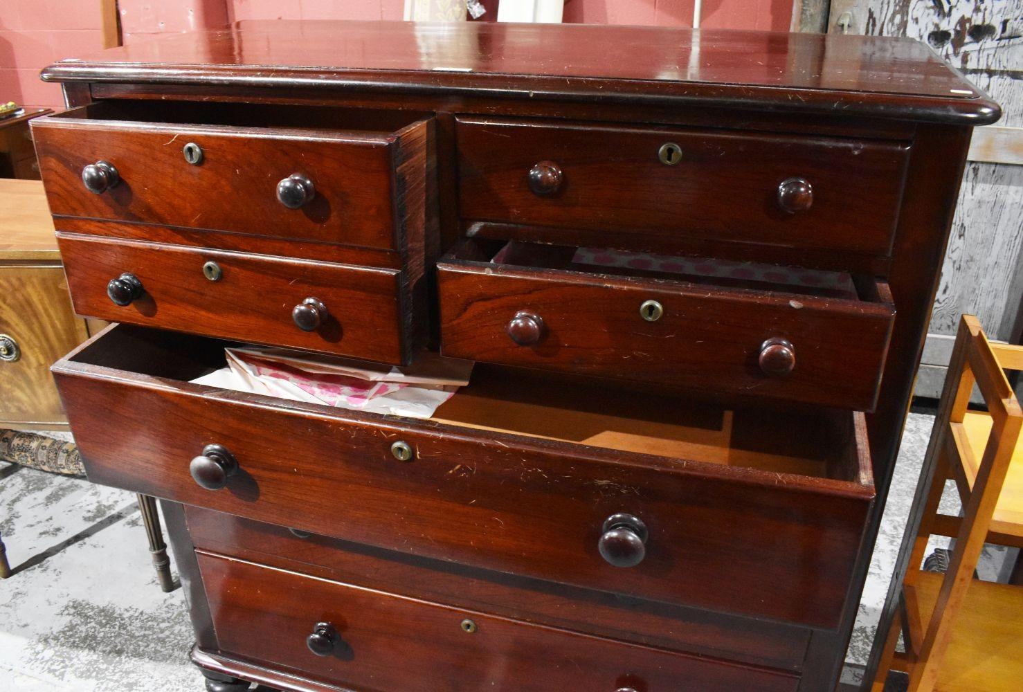 Sold Price: Antique Cedar Chest of 6 Drawers - turned knob handles ...