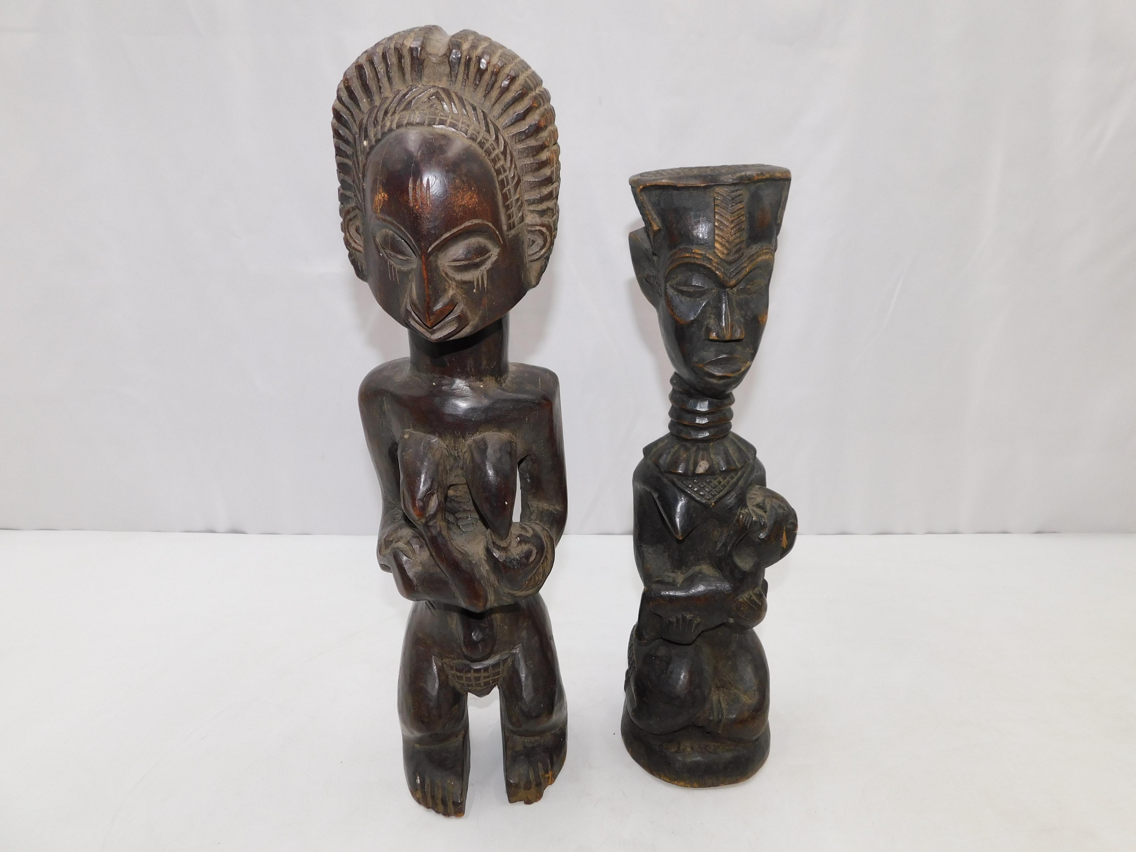 At Auction: Lot of 2 African Tribal Art Statues