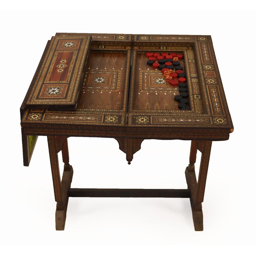 At Auction: Syrian Mother-of-Pearl and Inlay Game Table.