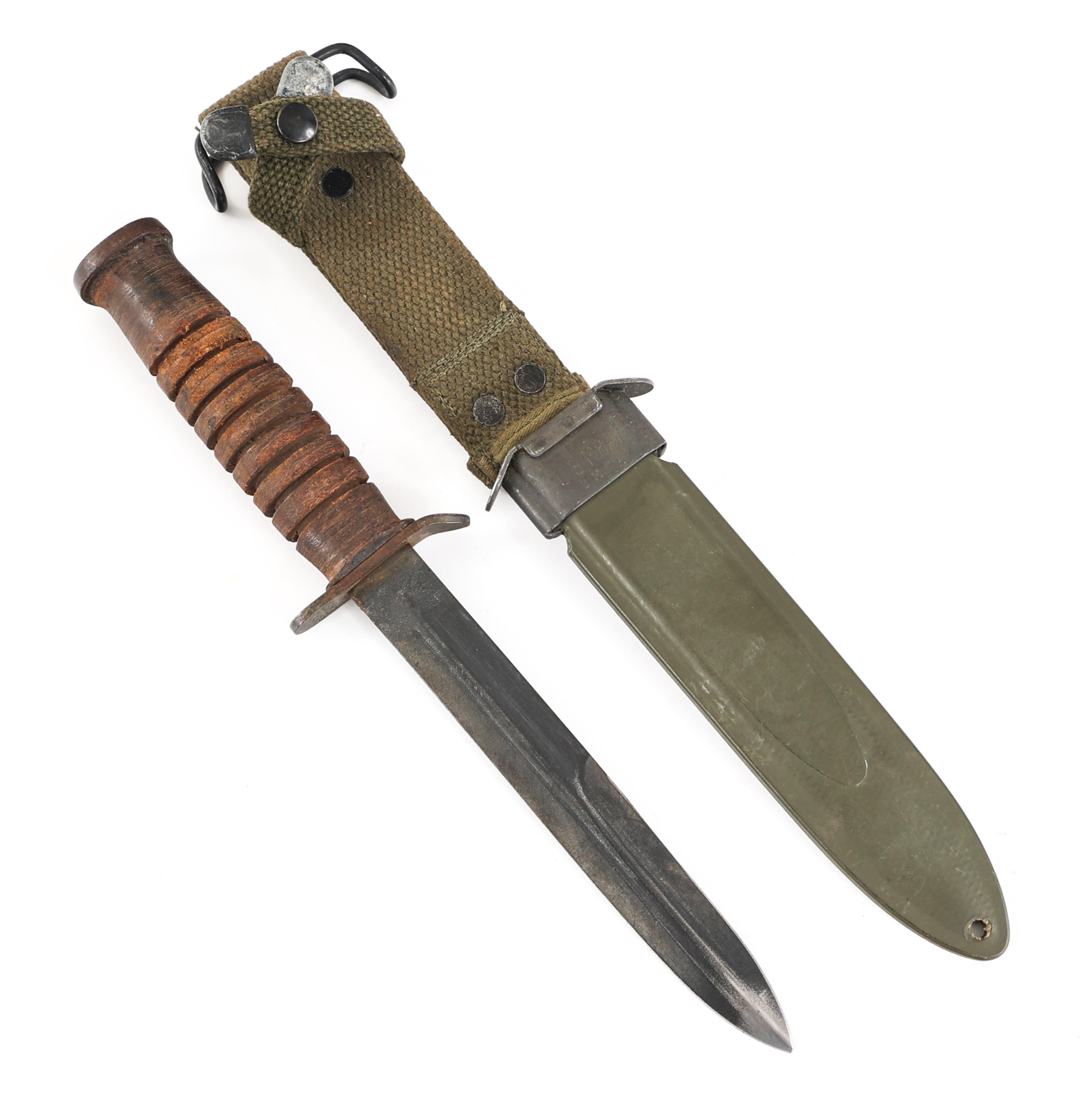 At Auction: WWII US M3 FIGHTING KNIFE by CASE W/ SCABBARD