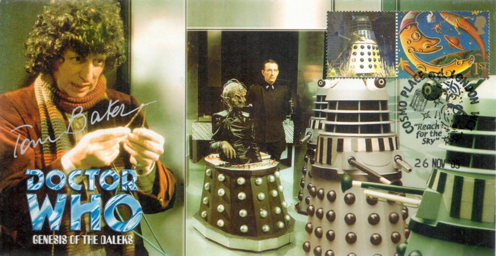 Bid Now: TV. Dr Who Tom Baker Signed Dr Who Genesis of the Daleks FDC ...