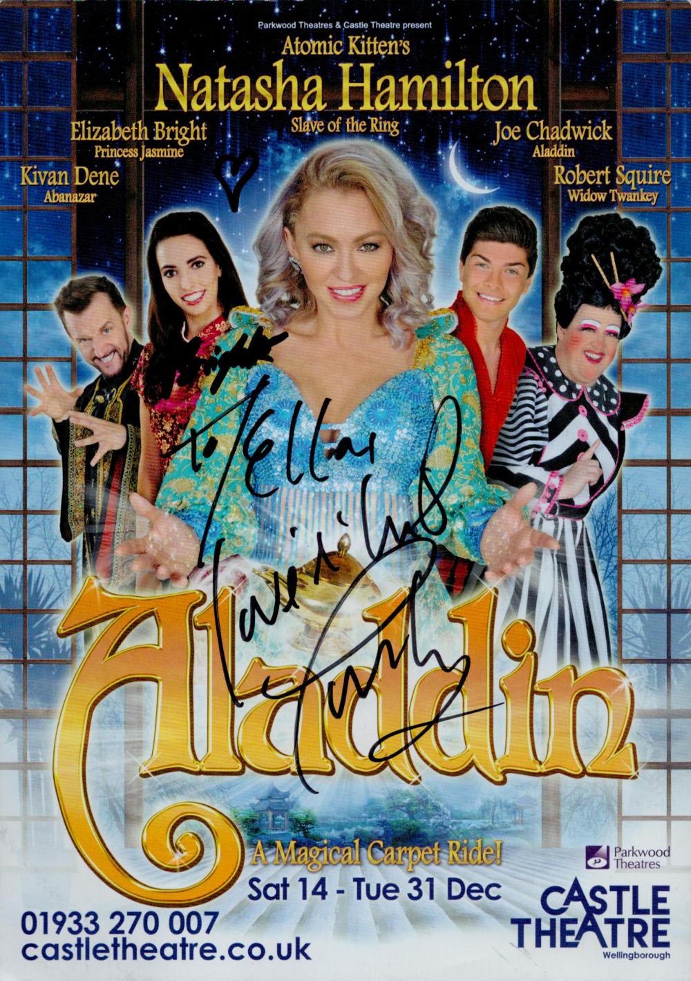 At Auction: Natasha Hamilton signed theatre flyer. 'Aladdin'. Dedicated ...