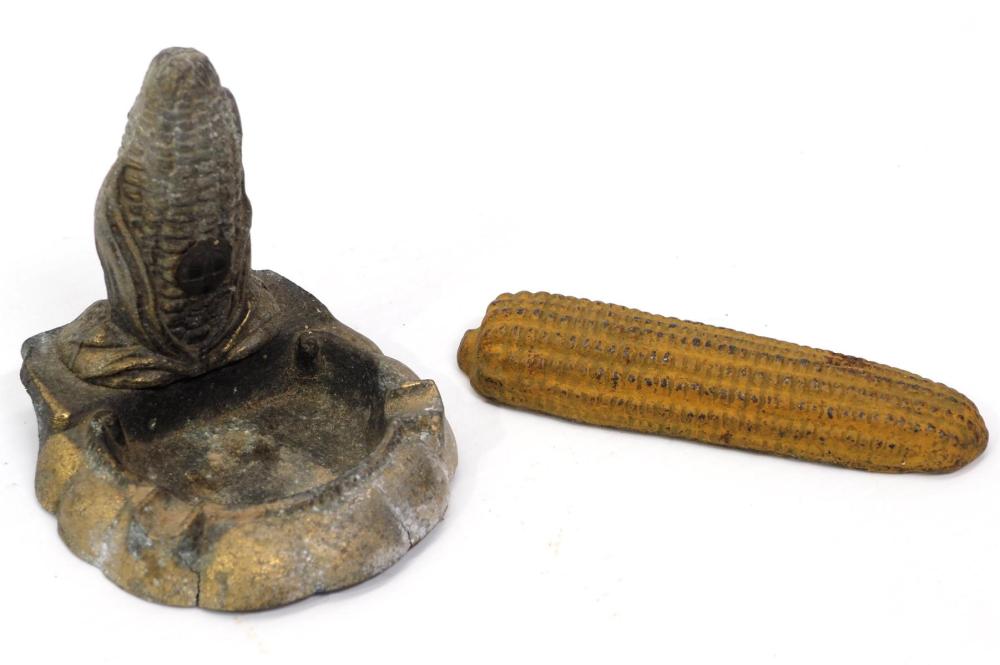 At Auction: Ear of corn ash tray and paperweight