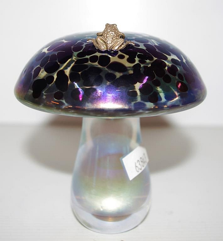 Sold Price: John Ditchfield iridescent glass mushroom signature to base ...
