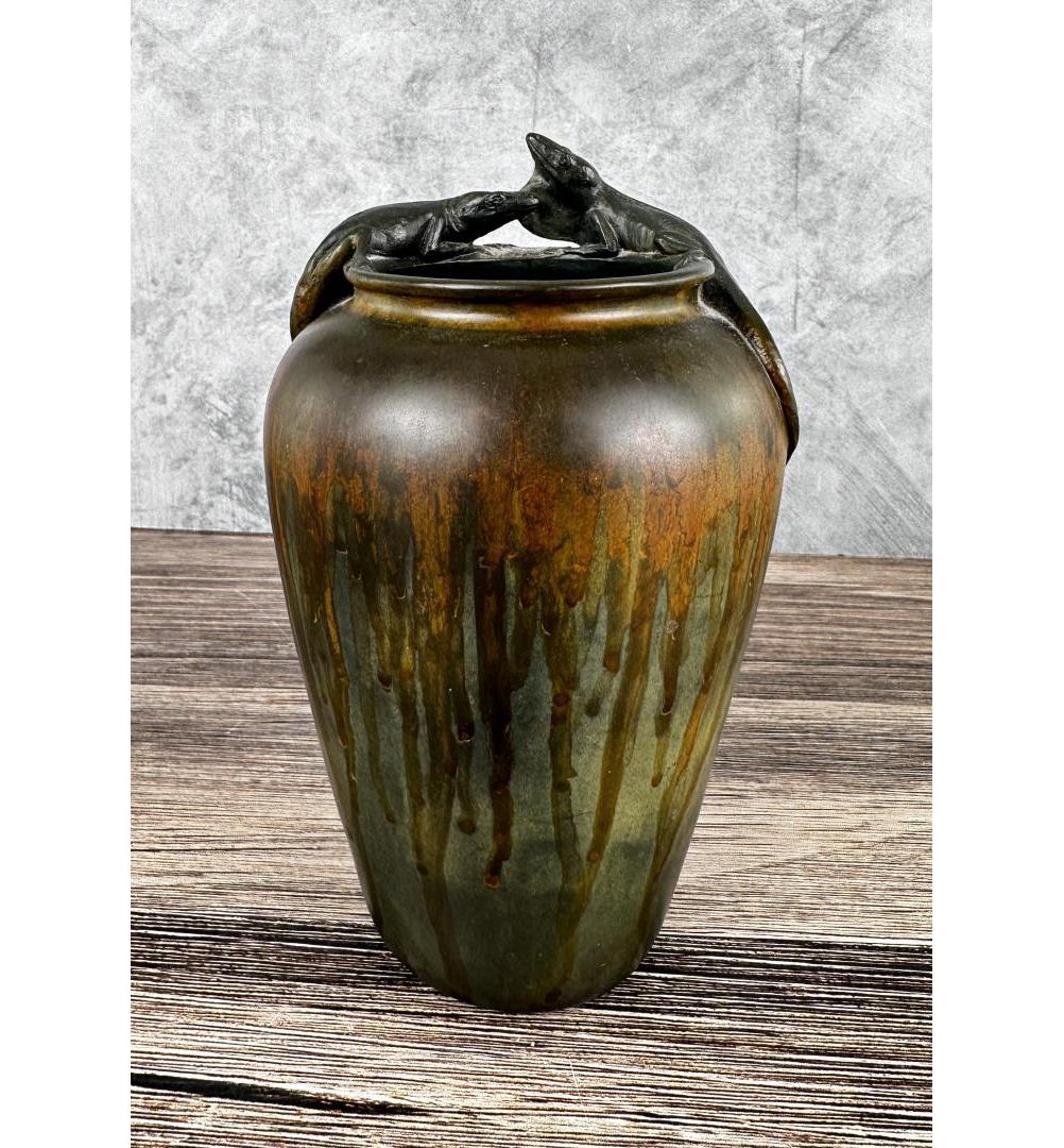 At Auction: Tony Hochstetler, Tony Hochstetler Bronze Anole Lizard Vase