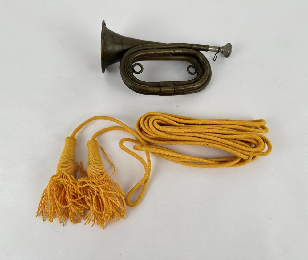 At Auction: WW1 WWI US INFANTRY CAVALRY TRENCH BUGLE & CORDS