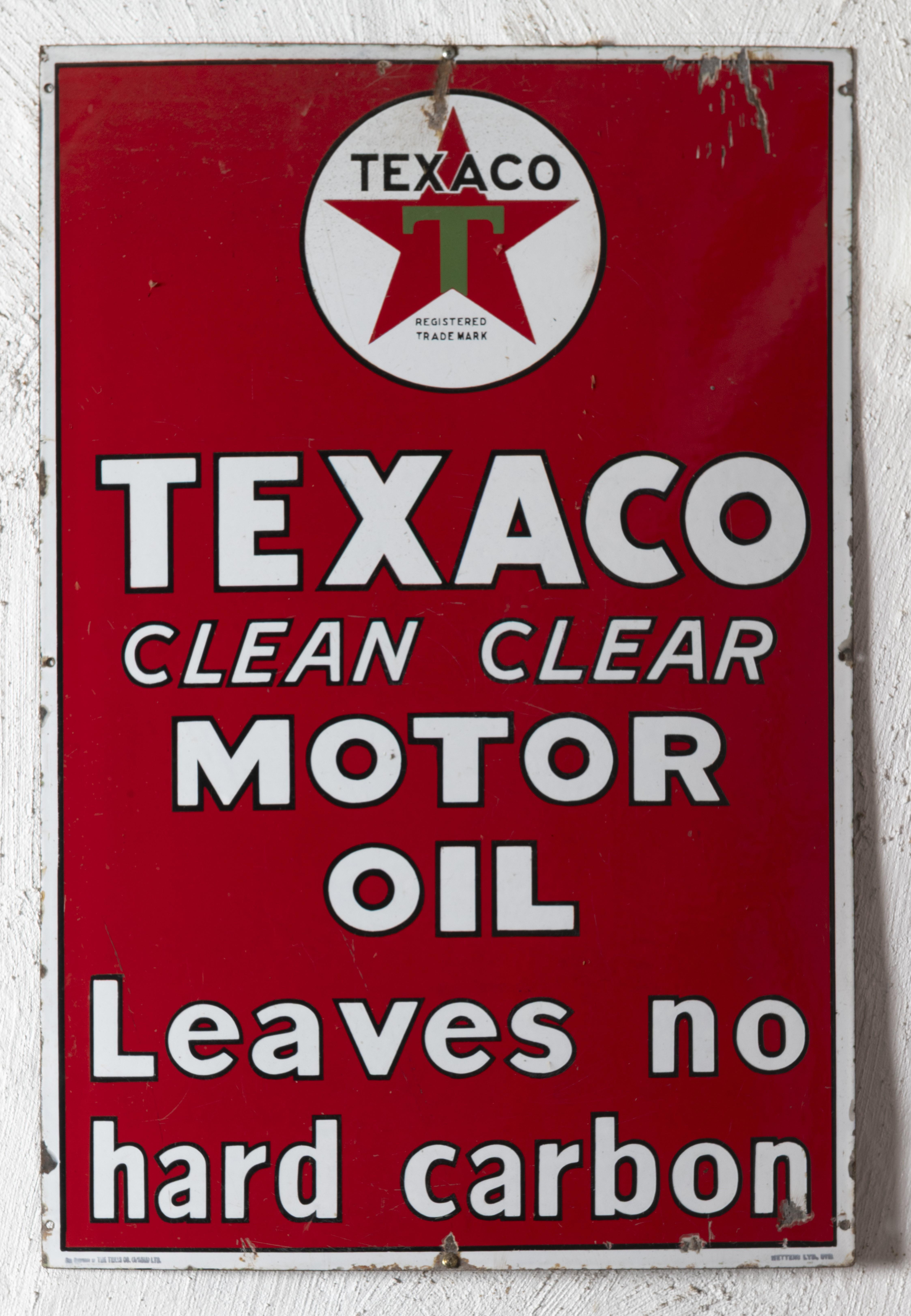 At Auction: TEXACO: An original Texaco 'Clean Clear Motor Oil' enamel ...