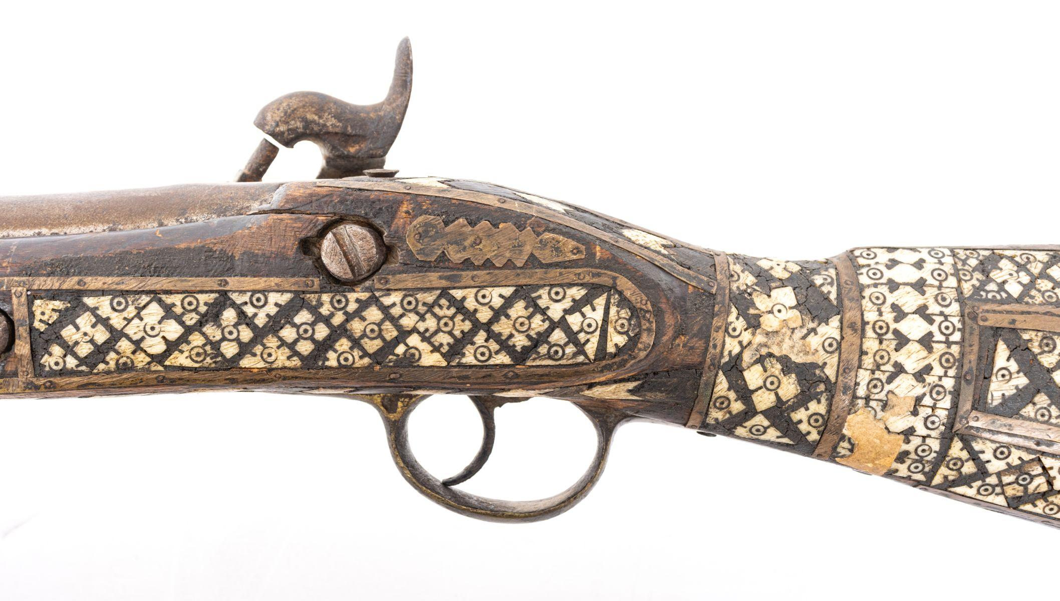 Sold Price: MOROCCAN BONE CLAD FLINTLOCK AND PERCUSSION CAP RIFLES ...