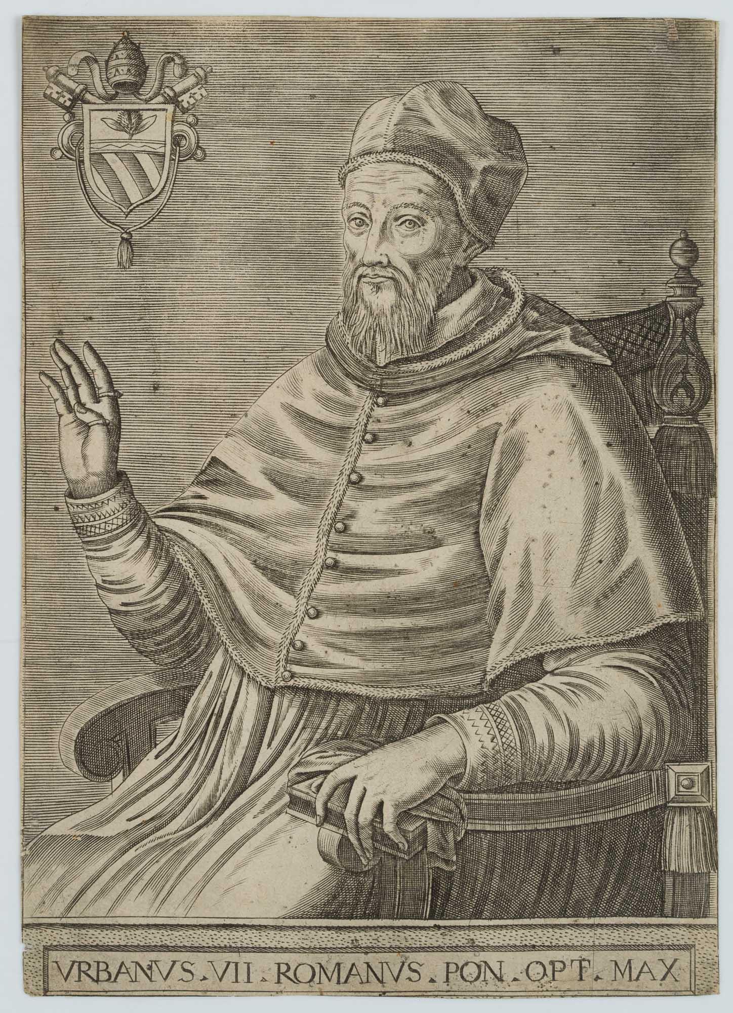Bid Now: Unknown (16th), Portrait of Pope Urban VII on the Papal Throne ...