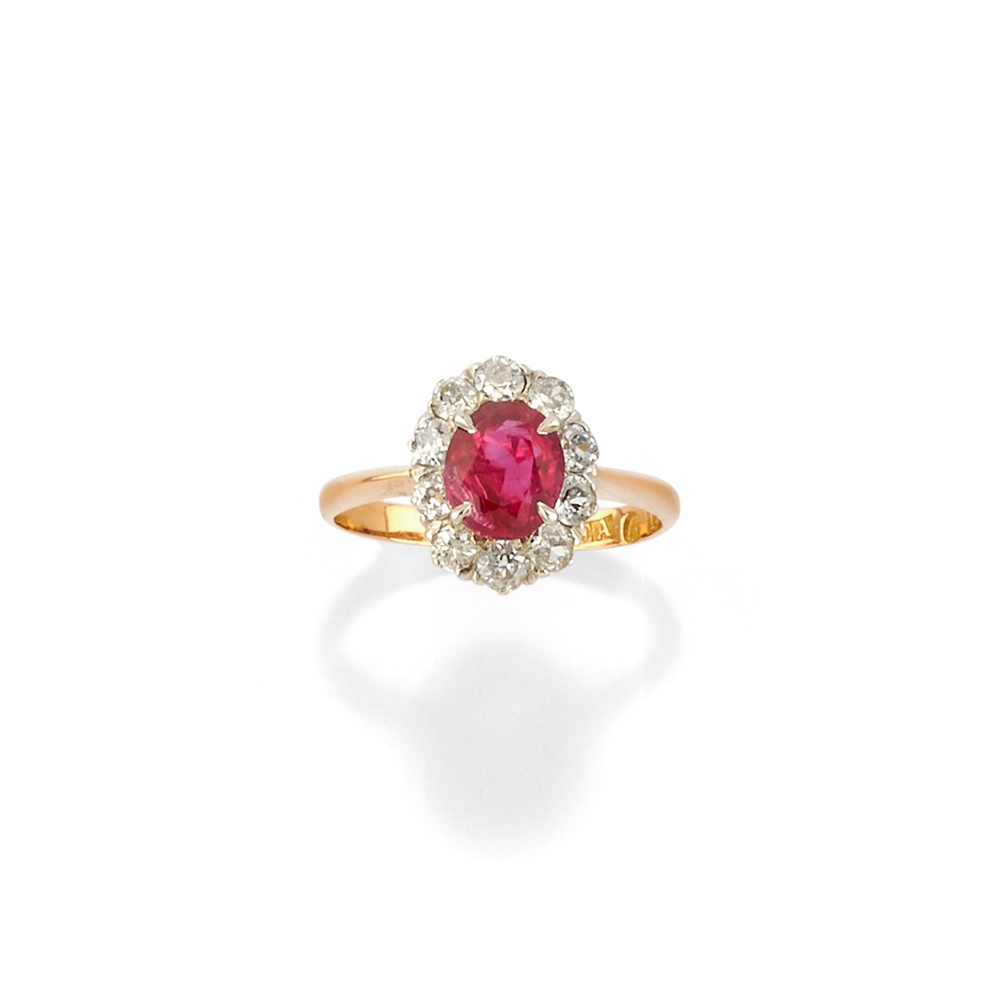 At Auction: A 18k two-color gold, (ruby no heat) and diamond ring, with ...