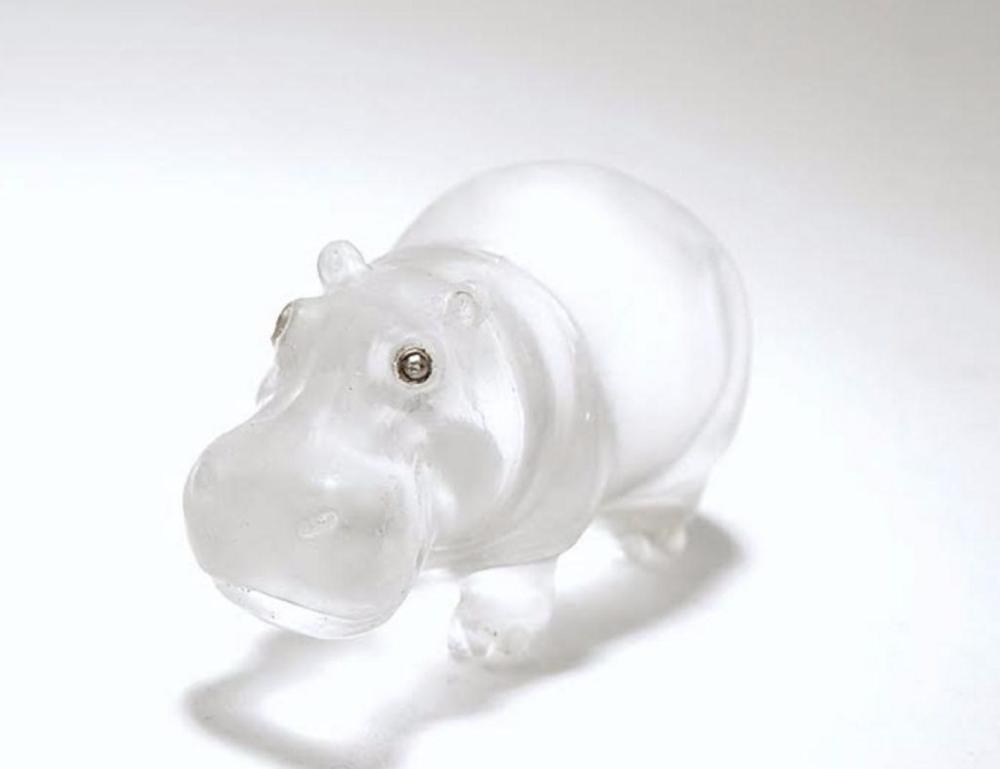 Sold at Auction: Crystal Hippo Figurine W/Diamond Eyes