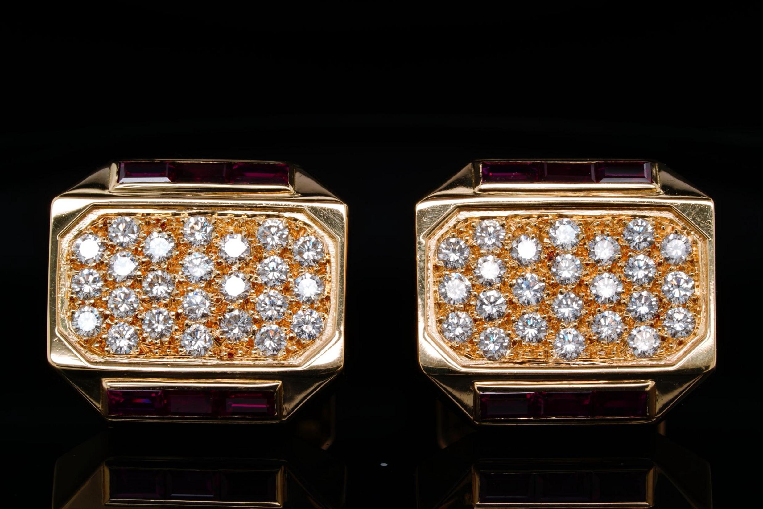 Sold Price: Sultan of Oman 3.50ctw Diamond & Ruby 18K Cufflinks - March ...