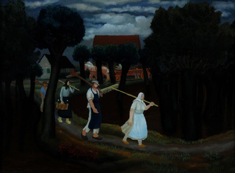 Sold Price: Mraz Franjo, 1910-1981 (CRO) Menschen gehen zur Feldarbeit ...