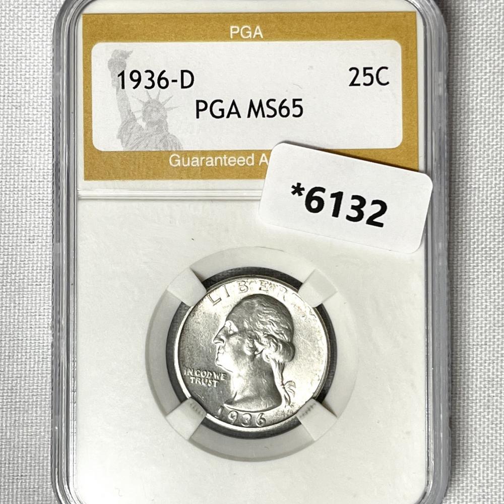Sold Price: 1936-D Washington Silver Quarter PGA-MS65 - September 4 ...