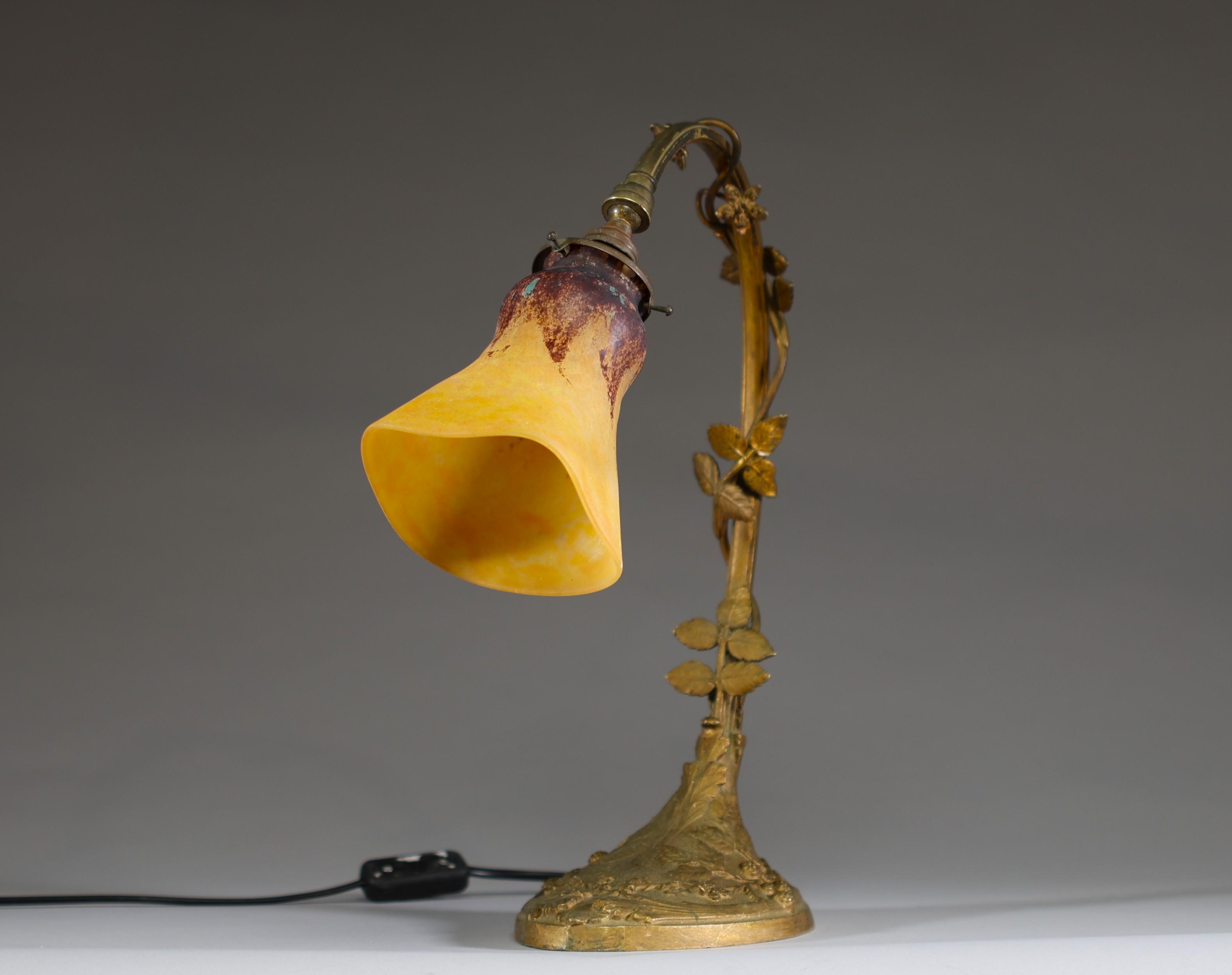 At Auction: DAUM NANCY - TABLE LAMP, BRONZE BASE WITH FOLIAGE