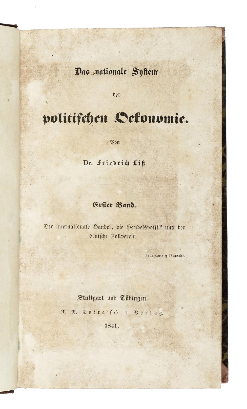 At Auction: List Friedrich, List Friedrich, Das nationale System der ...