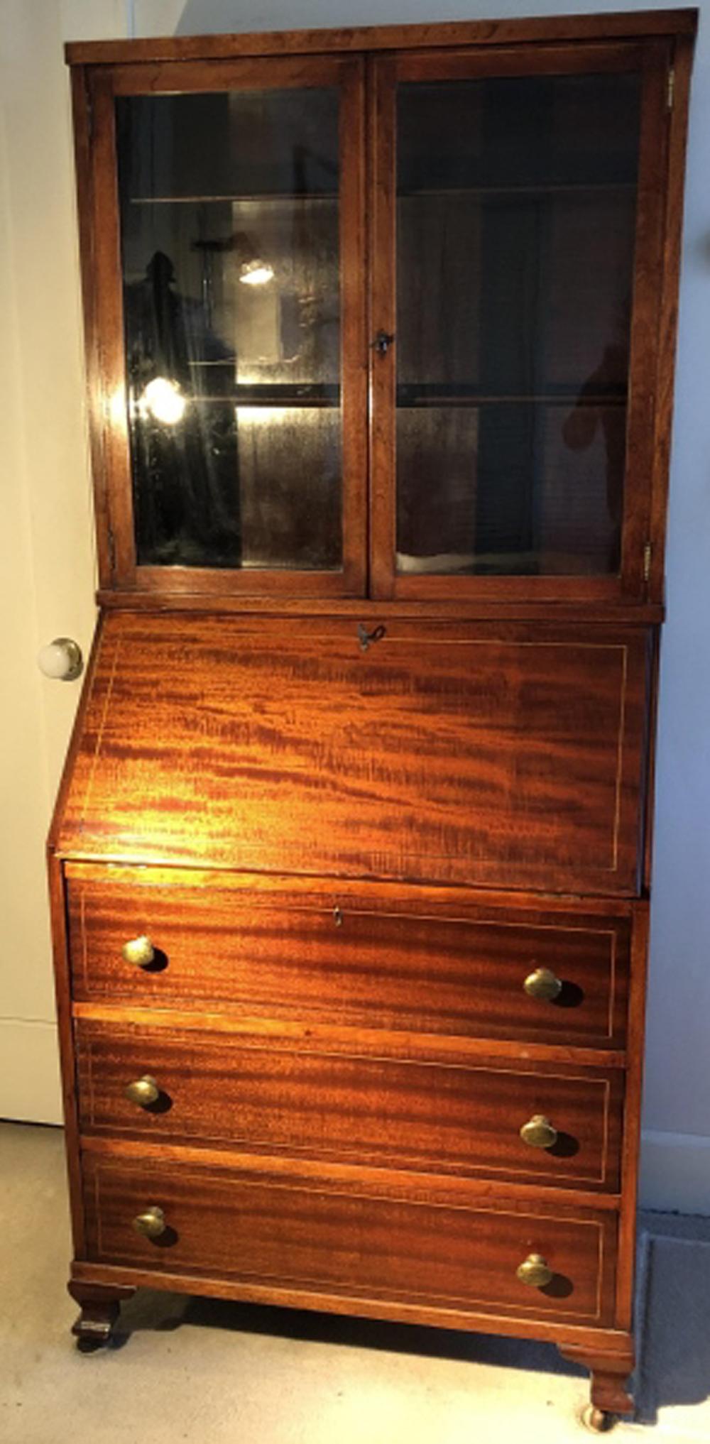Antique American Empire Glass Front Secretary