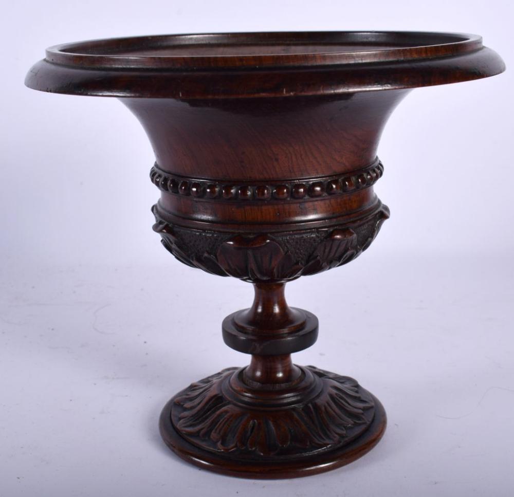 At Auction: A FINE EARLY VICTORIAN TREEN CARVED WOOD PEDESTAL VASE ...