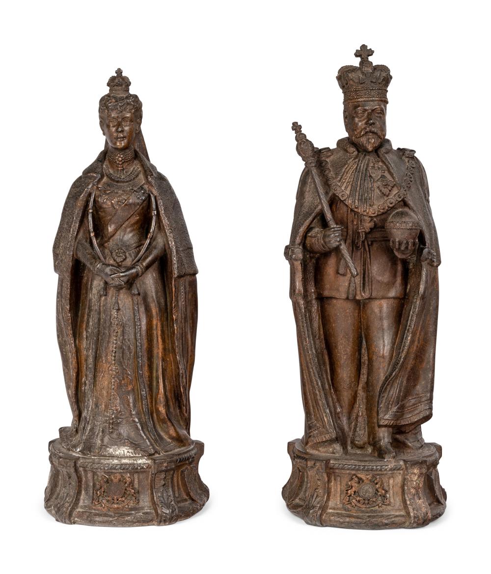 Bid Now: A Pair of Edwardian Cast Metal Commemorative Models of Edward ...