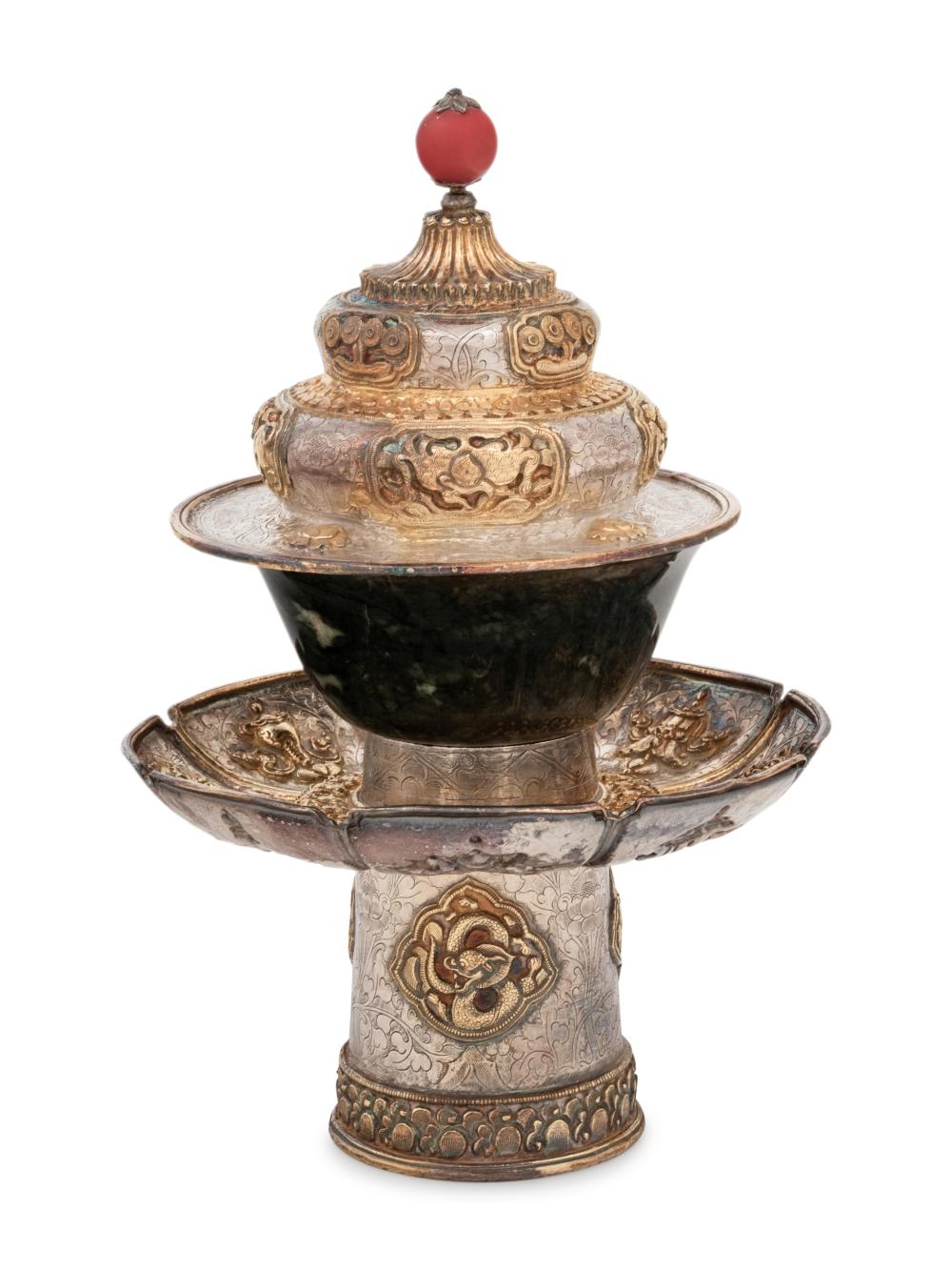 Sold Price: A Tibetan Silver and Spinach Jade Tea Set - March 5, 0123 ...