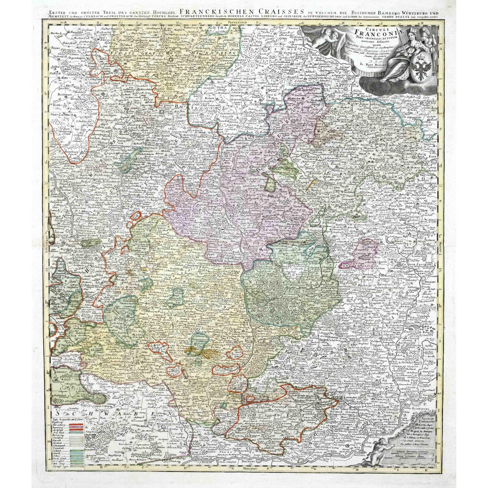 At Auction: Painting graphics before 1800, HISTORICAL MAP OF THE FRANCONIAN