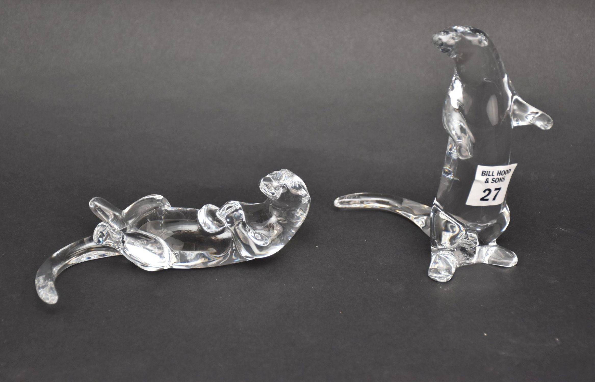 Bid Now: Pair of Baccarat Crystal Otters. Made in France. Both otters ...