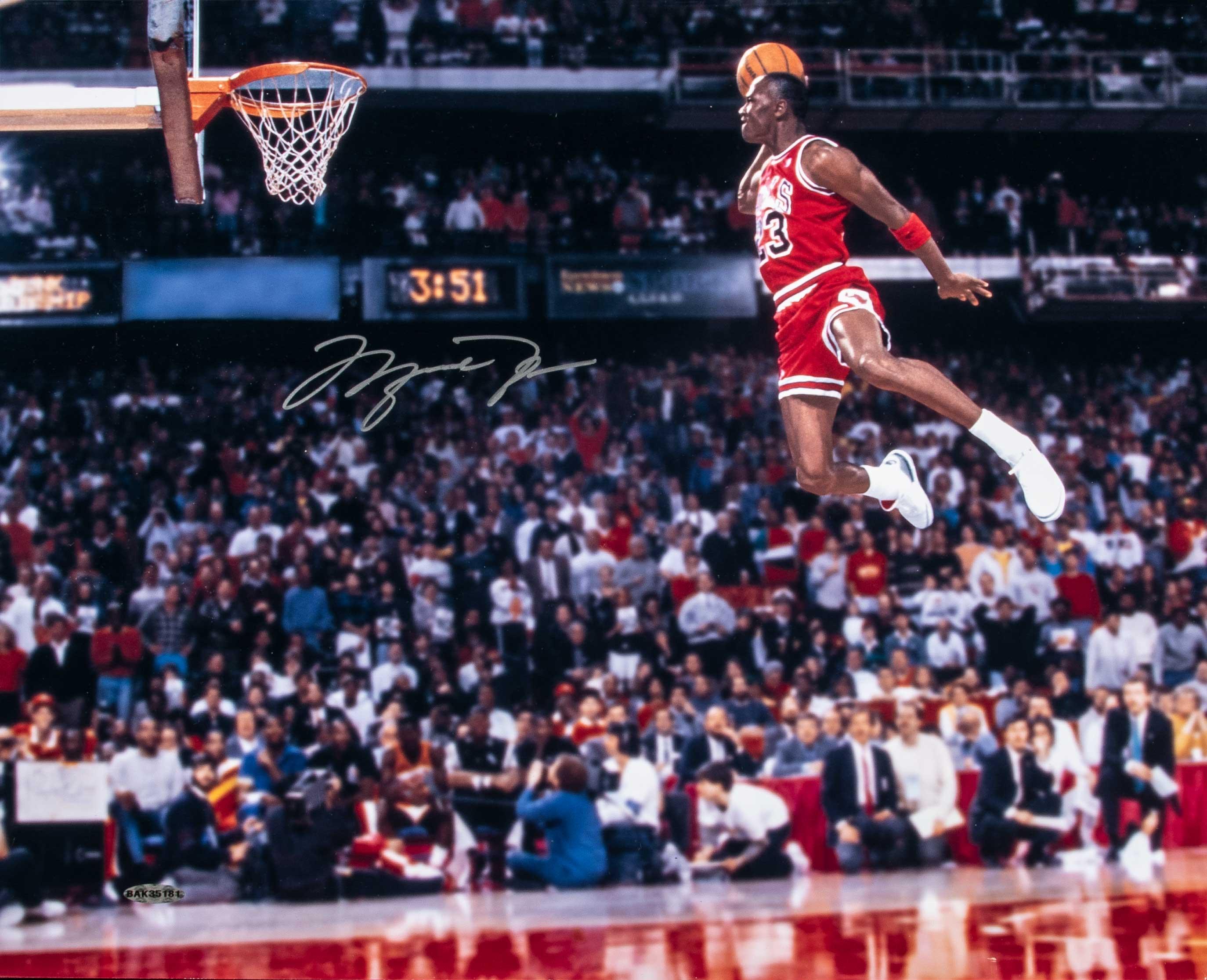 At Auction: Michael Jordan autographed "Free Throw Dunk" 16"x20 ...