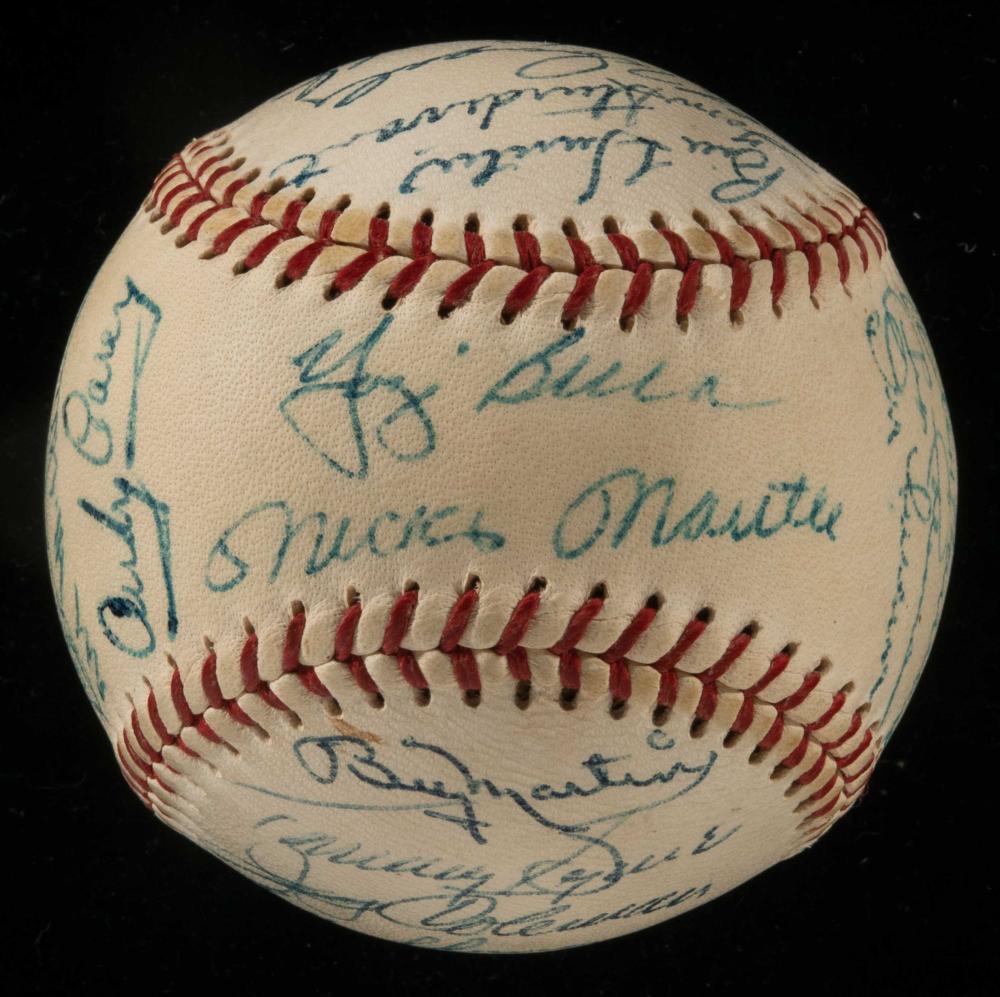 At Auction: Very sharp 1956 New York Yankees team signed baseball ...