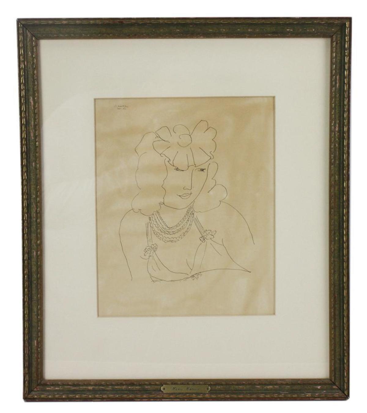 At Auction: Henri Matisse, Henri Matisse Labeled Portrait Illustration ...