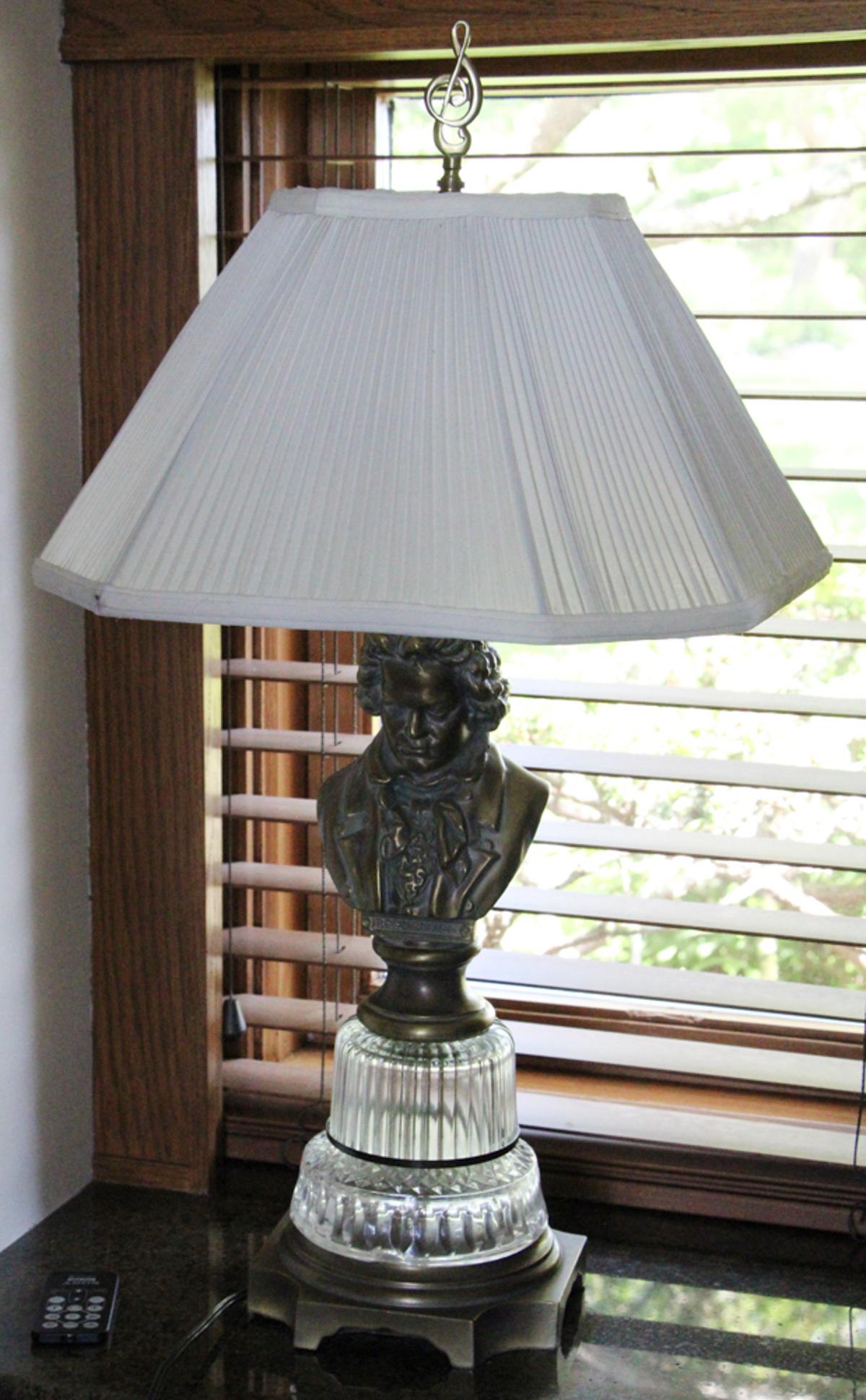 At Auction: Brass Sculptural Lamp of Beethoven