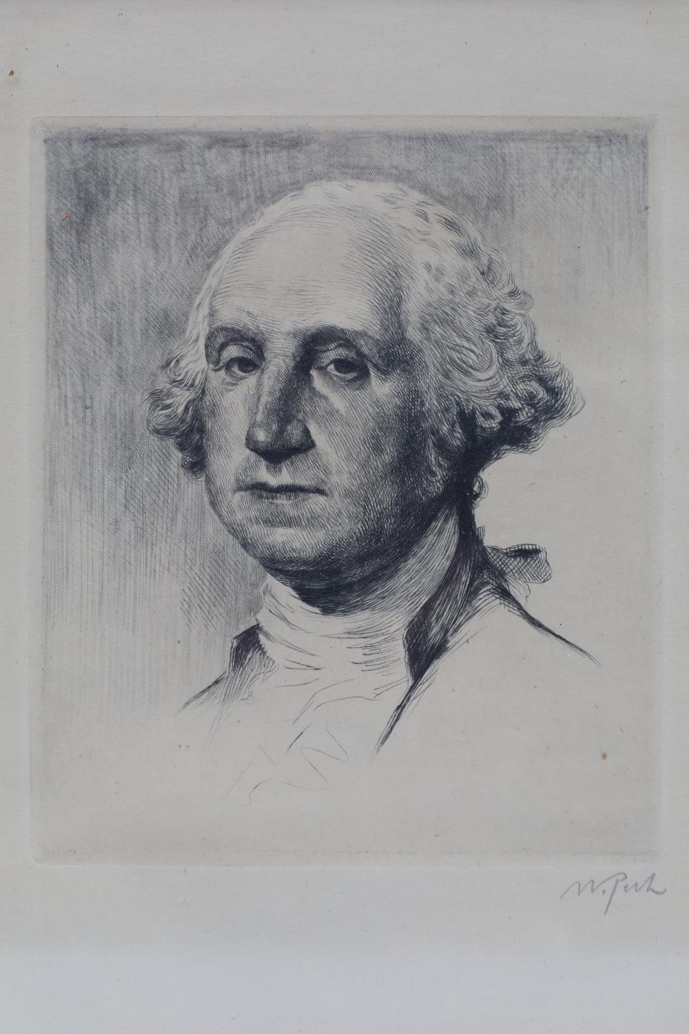 Sold at Auction: Wilhelm Pech Signed Etching George Washington