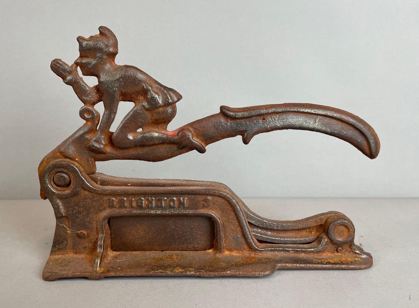 At Auction: Antique Brighton Cast Iron Figural Tobacco Cutter