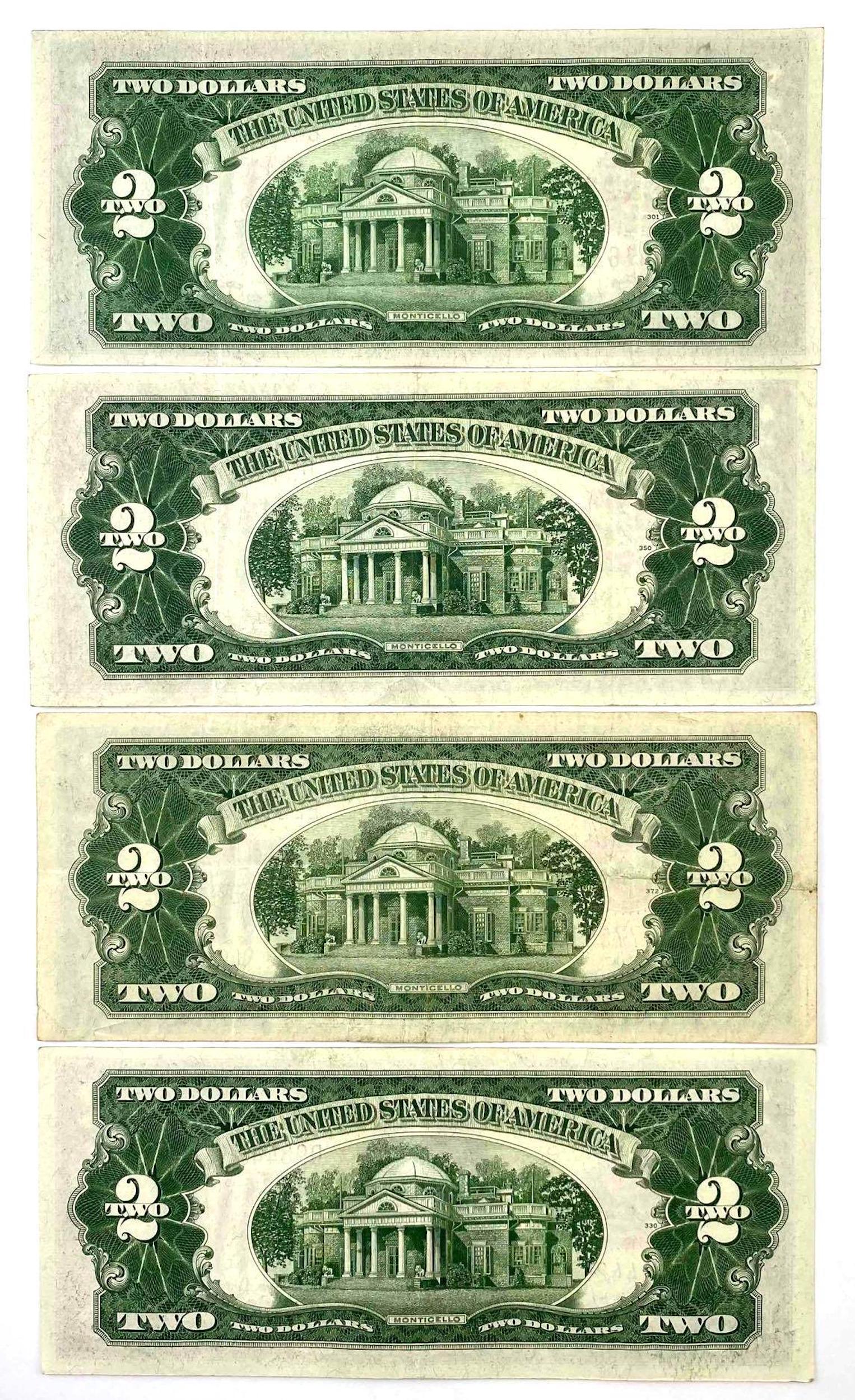 Sold Price: GROUP OF (4) 1928 $2 RED SEAL US NOTE - Invalid date CDT