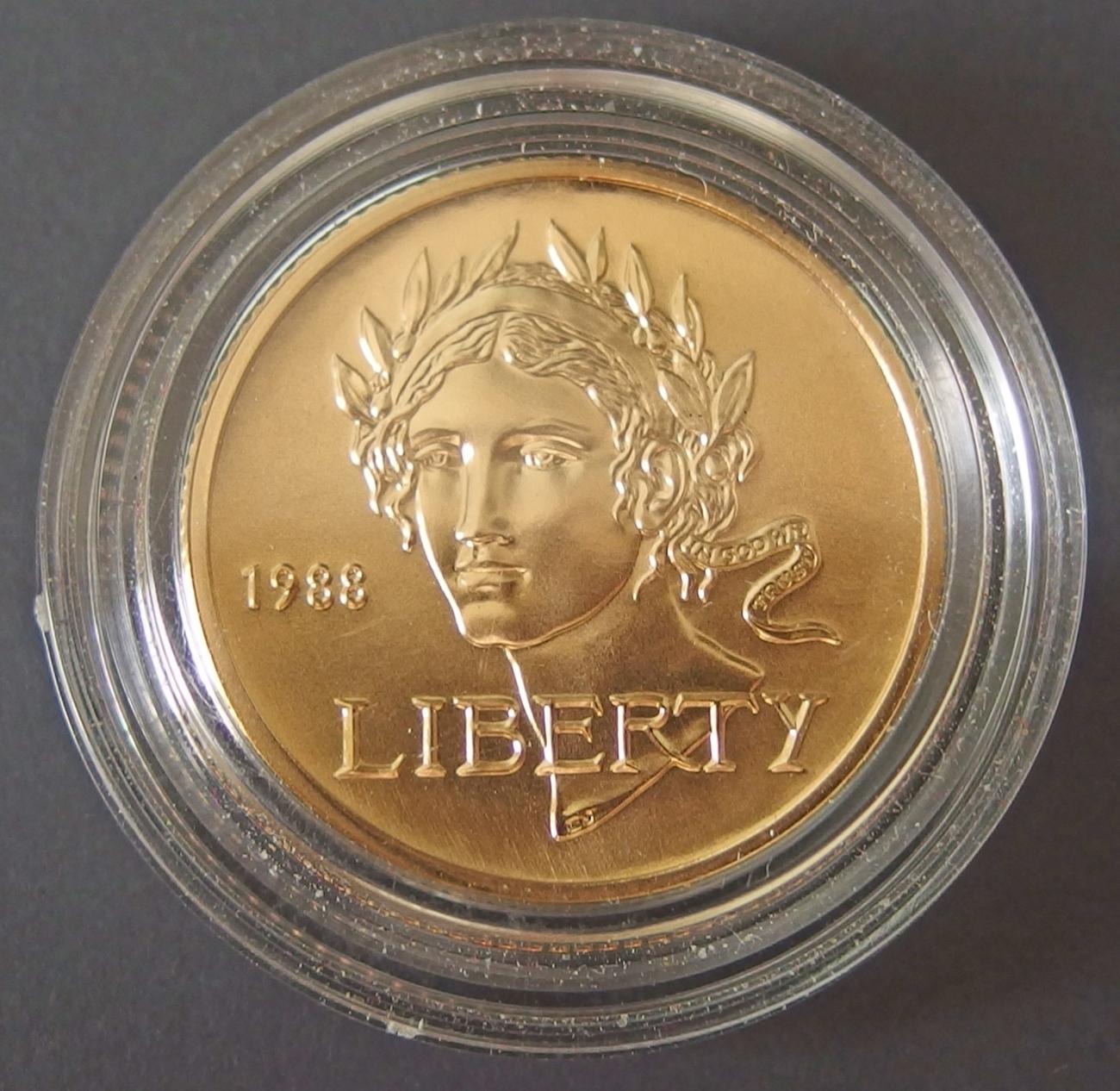 At Auction: 1988 W SEOUL OLYMPIAD $5 PROOF GOLD COIN