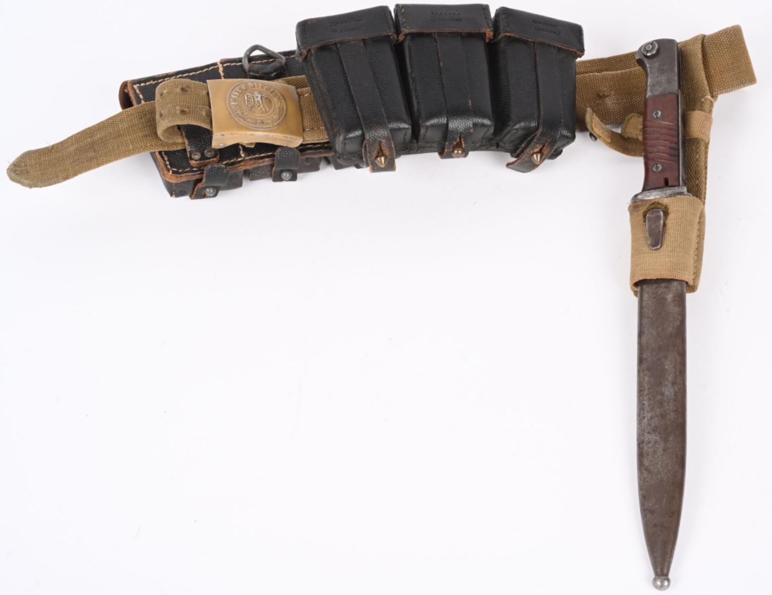 At Auction: WWII NAZI GERMAN HEER TROPICAL BELT & BAYONET RIG