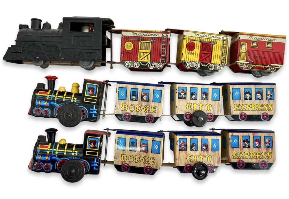Lot - 3pc Vintage Marx Tin Dodge City Express Trains