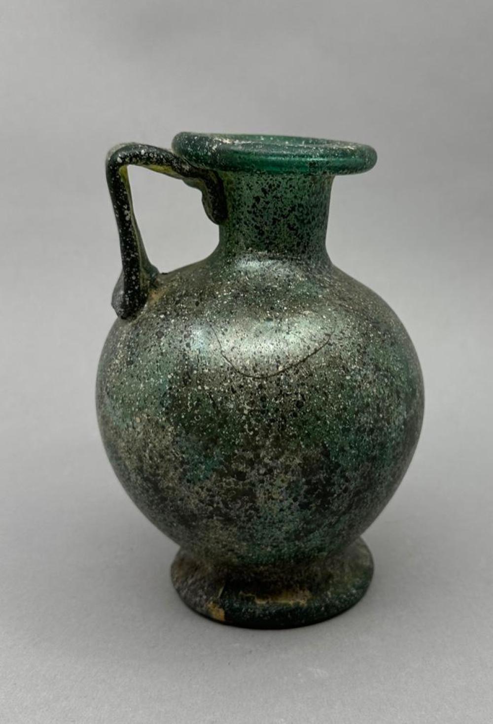At Auction: Roman Style Glass Jug with Handle