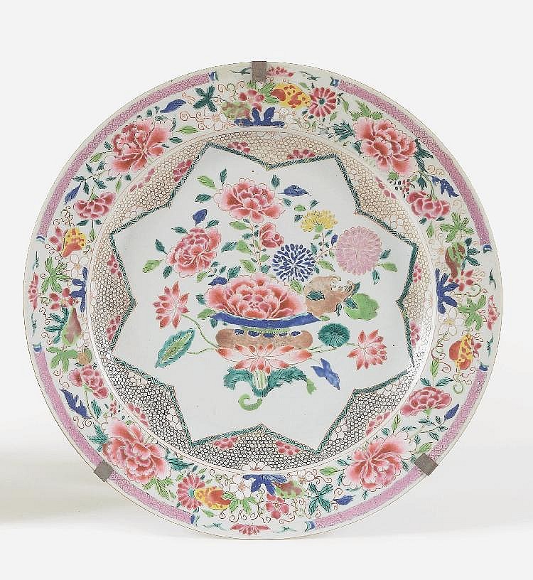 Sold Price: CHINE Plat circulaire en porcelaine dècorè en èmaux de la ...