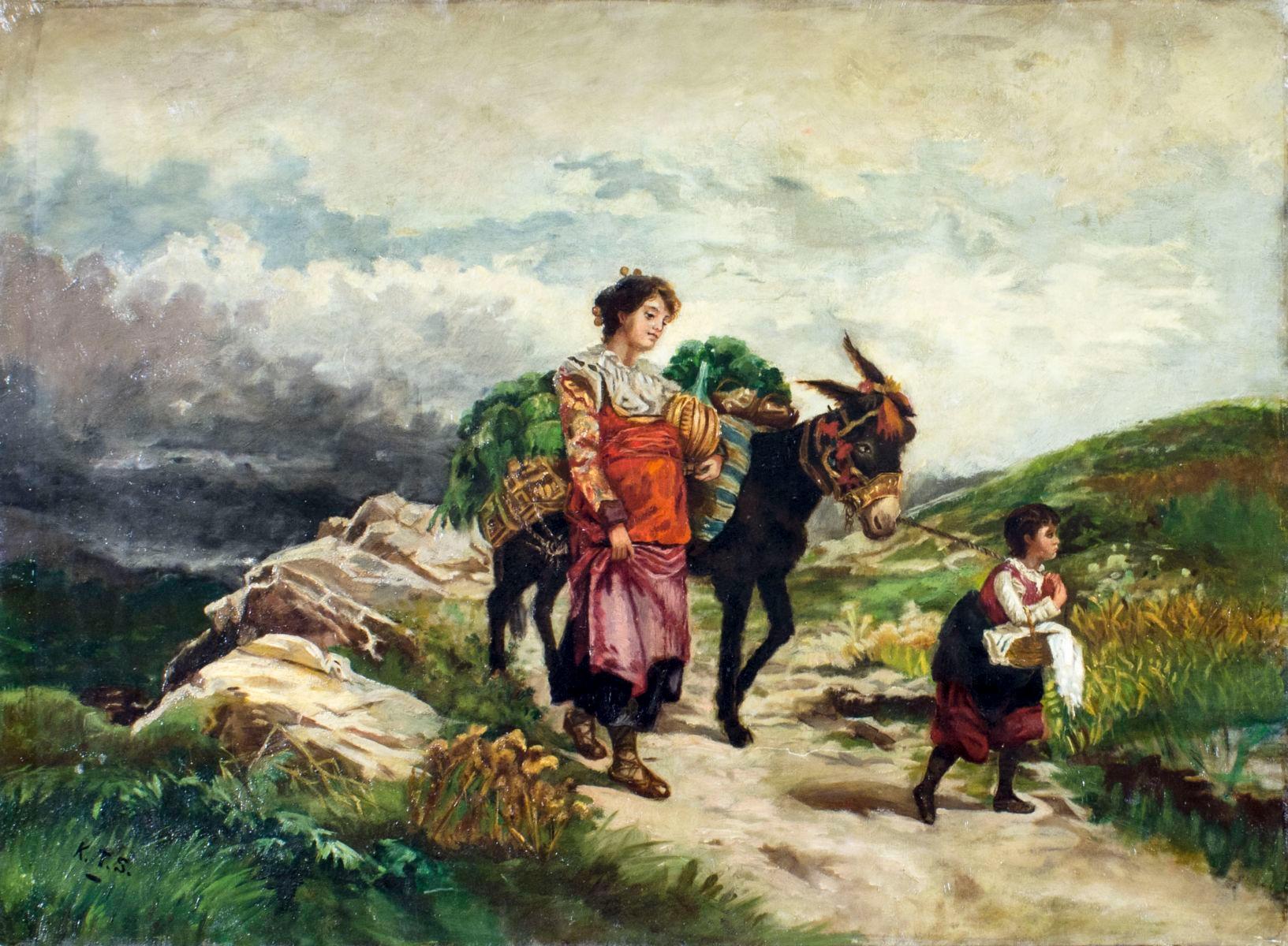At Auction: Antique 19C American oil painting