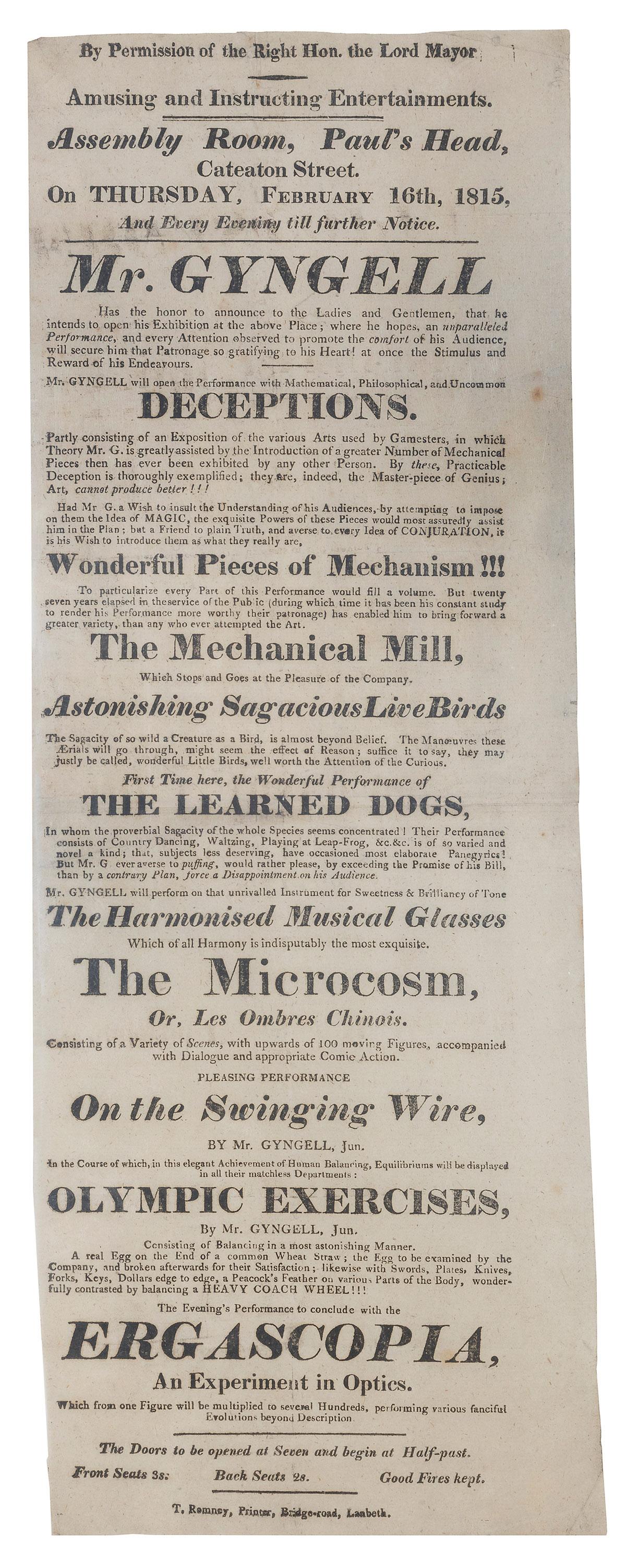 Bid Now: GYNGELL, Daniel (1773 – 1833). Mr. Gyngell. Deceptions. Lam ...