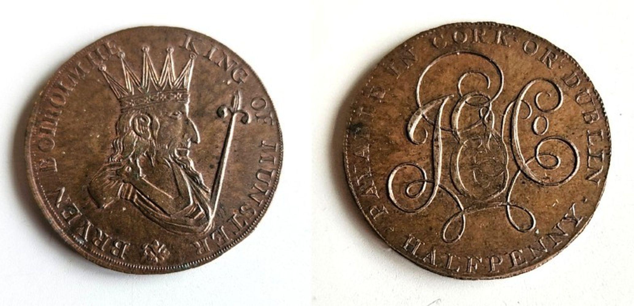 At Auction: Cork. Prattents halfpenny 1794. Crowned bust of Brian Boru ...