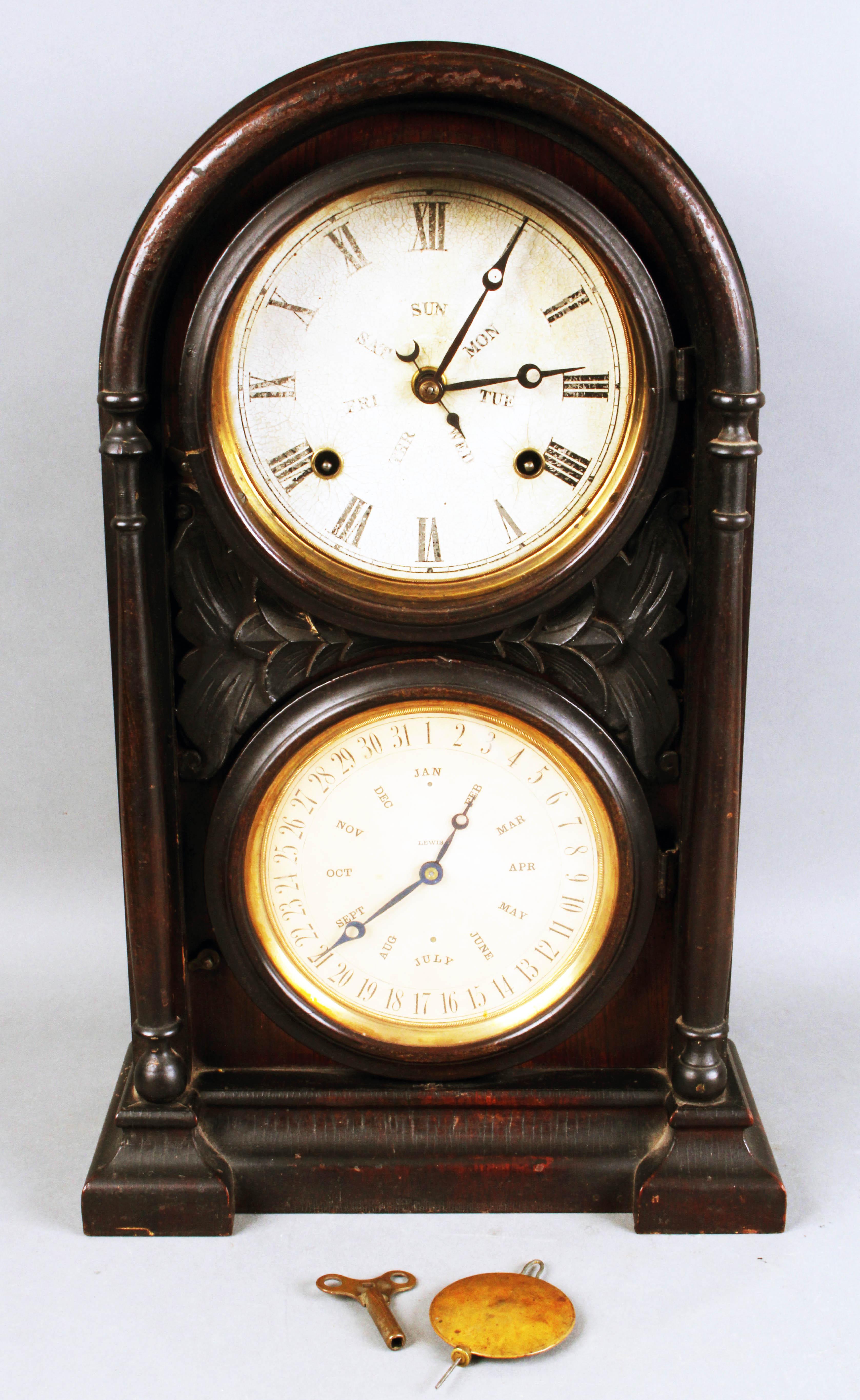 At Auction: Antique B. B. Lewis Perpetual Calendar shelf clock: a good ...