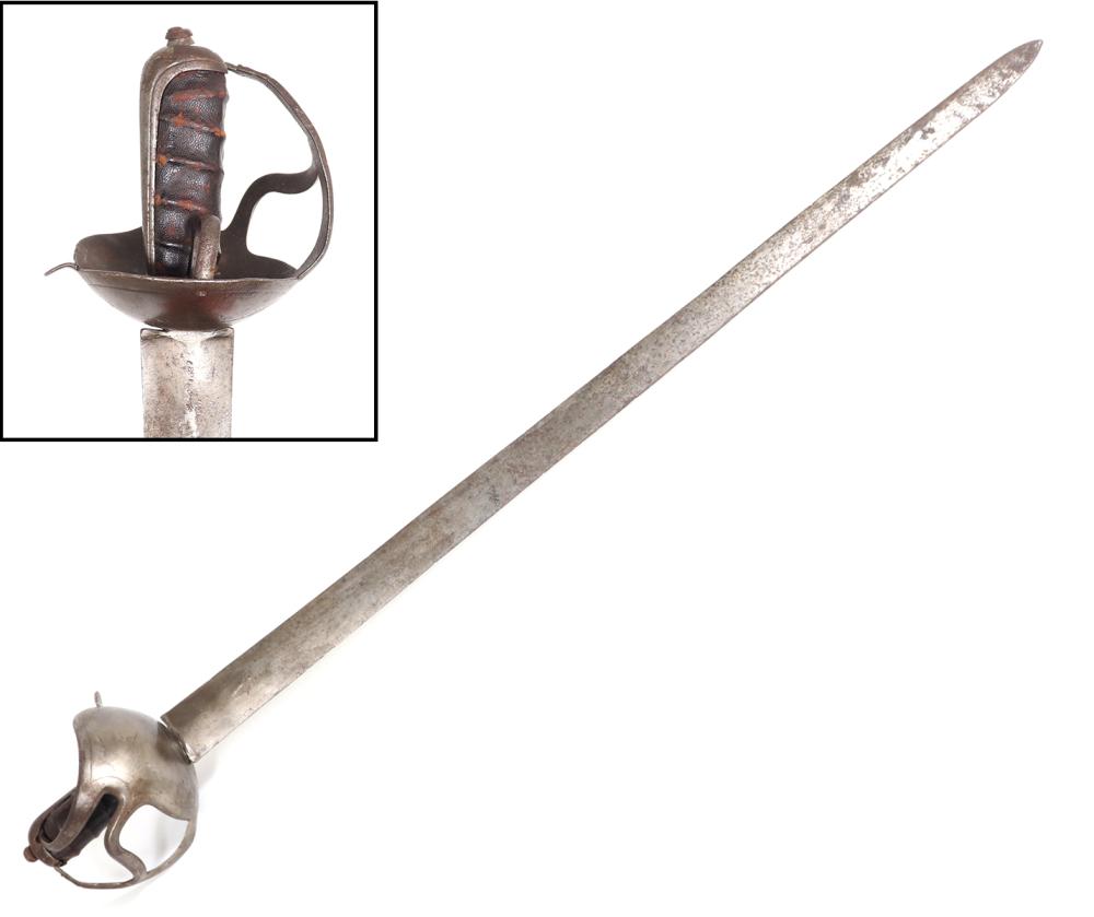 At Auction: RARE SPANISH MILITARY PALASH BROAD SWORD, EARLY-18TH C.