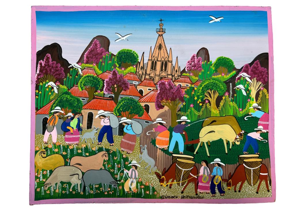 Sold at Auction: SIMACO HERNANDEZ (MEXICAN, 20TH C) OIL PAINTING ON