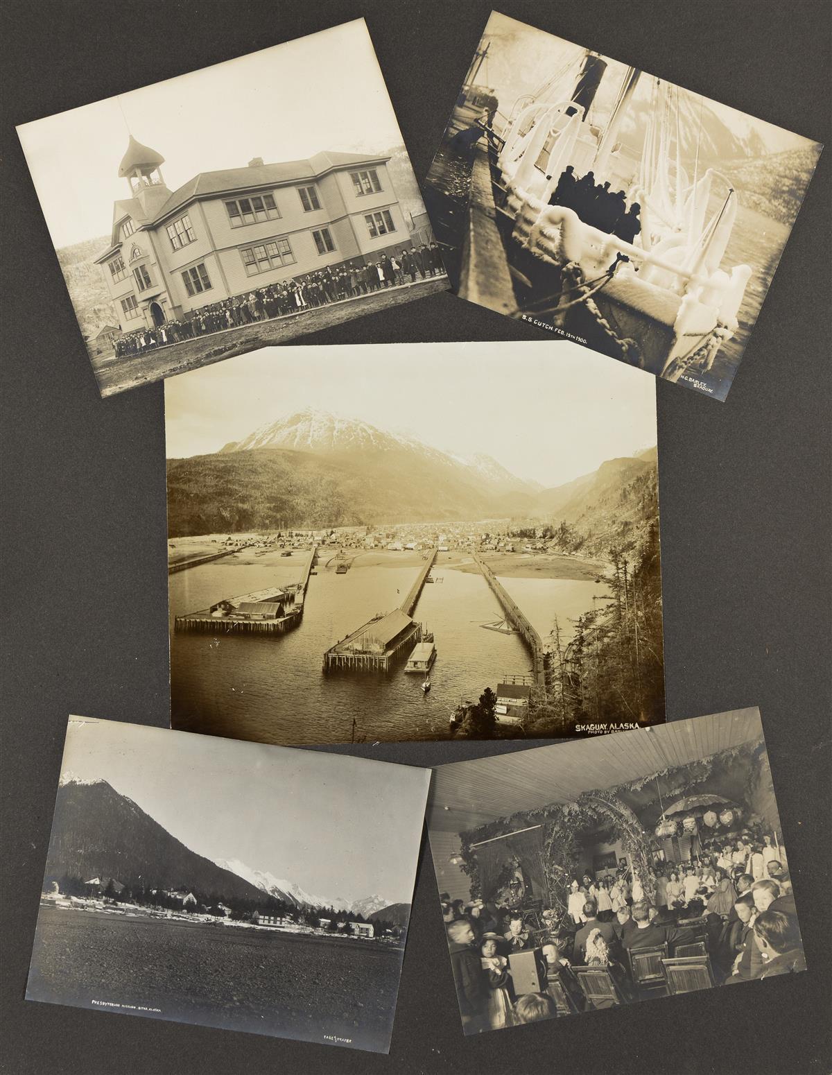 At Auction: (ALASKA.) Collage of 5 early Alaska photographs.