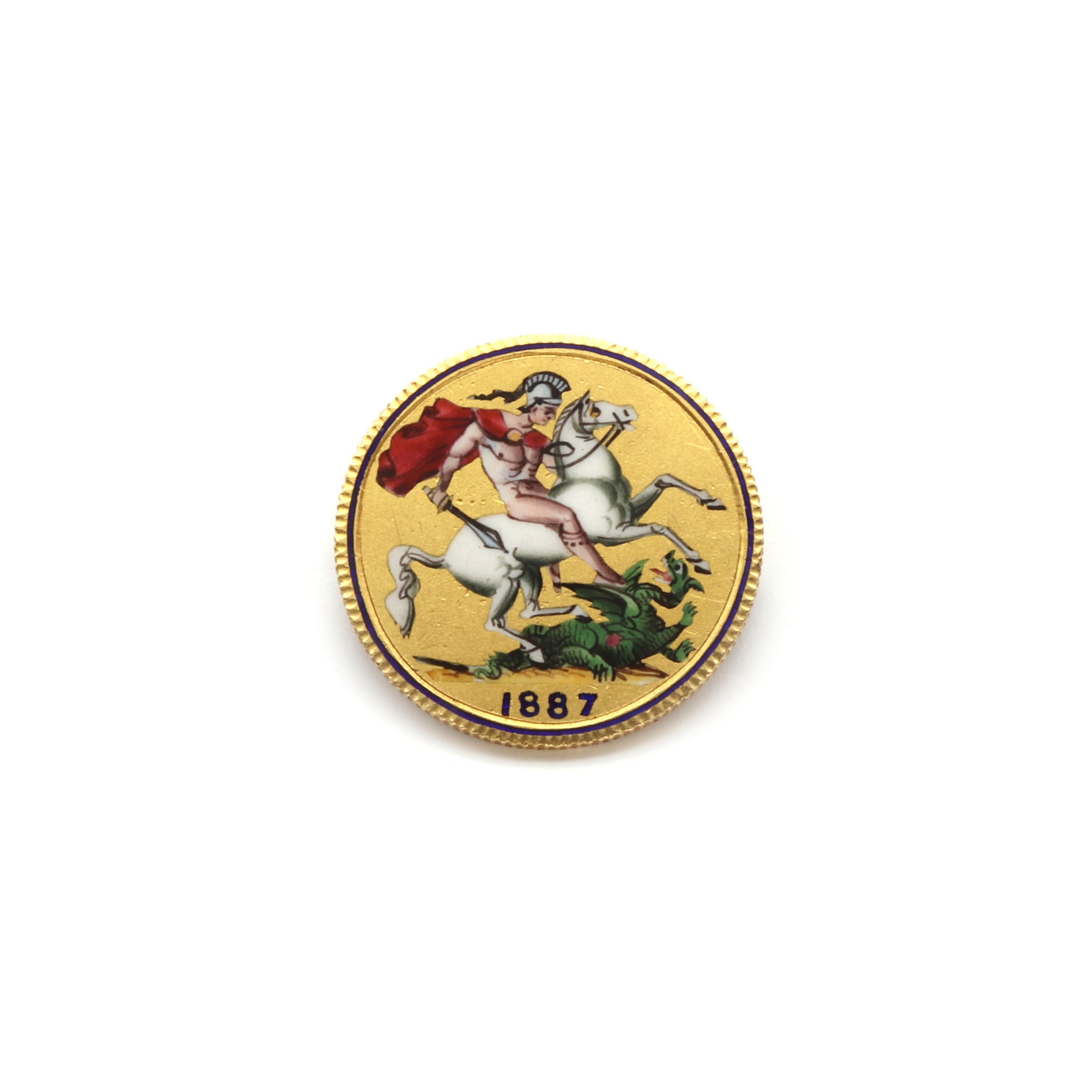 Bid Now: An enamelled sovereign coin brooch, - April 3, 0123 10:00 AM BST